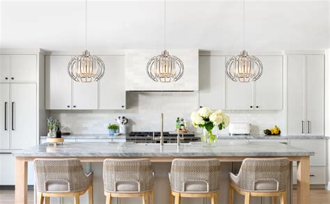 Xsdetu Brushed Nickel Pendant Light Fixtures Modern Crystal Hanging Ceiling Light Farmhouse
