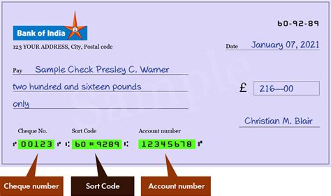 Sort Code 609289 Of Bank Of India In Leicester