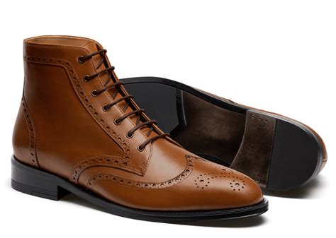 Brogue Herren Boots Aus Braunem Kalbsleder