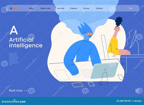 Artificial Intelligence Flat Vector Illustration Office Work Stock Illustration Illustration