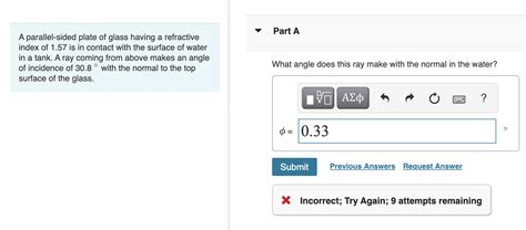 Solved A Parallel Sided Plate Of Glass Having A Refractive Chegg