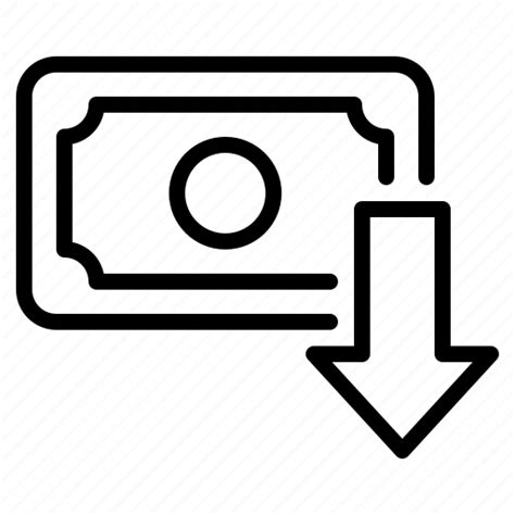 Money Cash Currency Decrease Loss Recession Down Arrow Icon