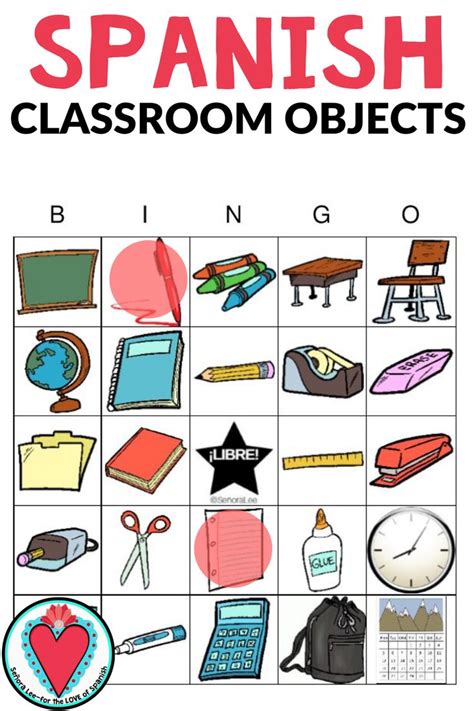 Spanish Classroom Objects Activity Bingo Game Spanish Classroom Objects Spanish Classroom