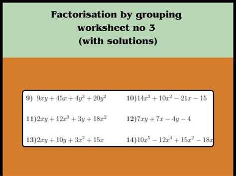 Factorisation Common Factor And Grouping Bundle Teaching Resources