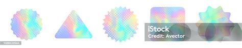 홀로그램 무지개 빛깔의 스티커와 홀로그램 포일 라벨 홀로그래프 패턴 질감이 있는 벡터 씰 무지개 빛깔의 색 그라데이션이 있는 홀로그램 무지개 빛깔의 스티커 홀로그램 호일에
