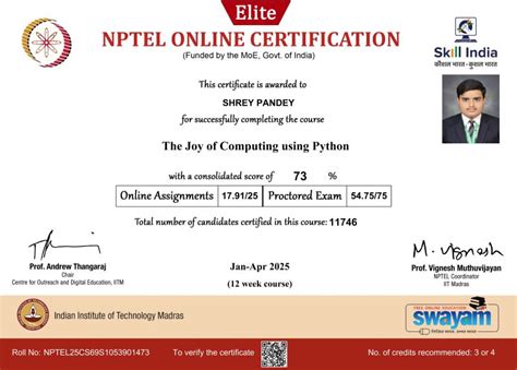 Python Dataanalytics Nptel Iitmadras Iitroorkee Certification