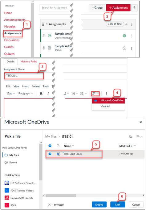 How To Linkembed Onedrive File To A Canvas Assignment Instruction Uh
