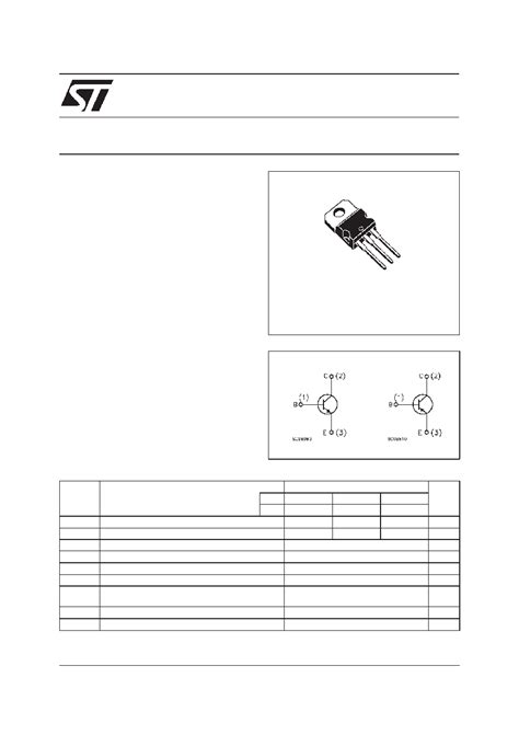 TIP32C Datasheet 1 5 Pages STMICROELECTRONICS COMPLEMENTARY SILICON POWER TRANSISTORS