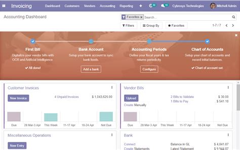 Accounting Dashboard Odoo 14 Community Edition Book Invoicing
