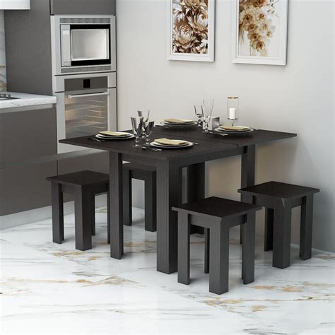 ᐉ Стіл кухонний розкладний Сніданок з 4 табуретками Дуб венге • Краща ціна в Києві Україні