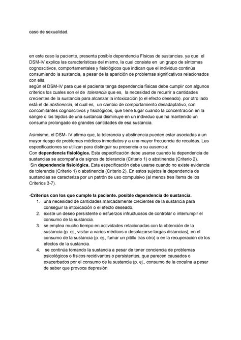 Evaluacion Por Competencias Caso De Sexualidad En Este Caso La Paciente Presenta Posible