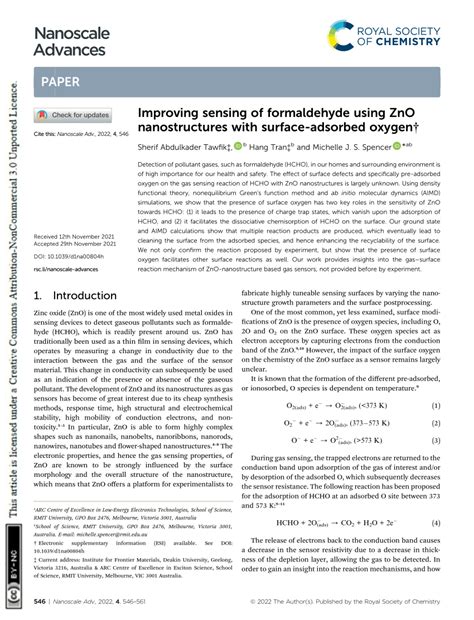 Pdf Elucidating The Important Role Of Surface Adsorbed Oxygen For Improving The Sensing Of