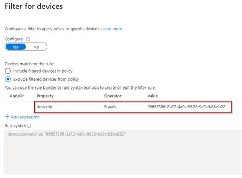 use device filters for conditional access policies to exclude include