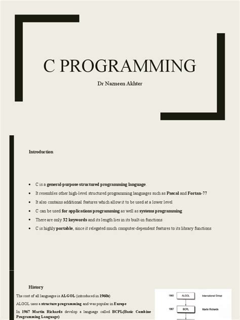 An Introduction To C Programming Exploring The History Features Applications And Structure