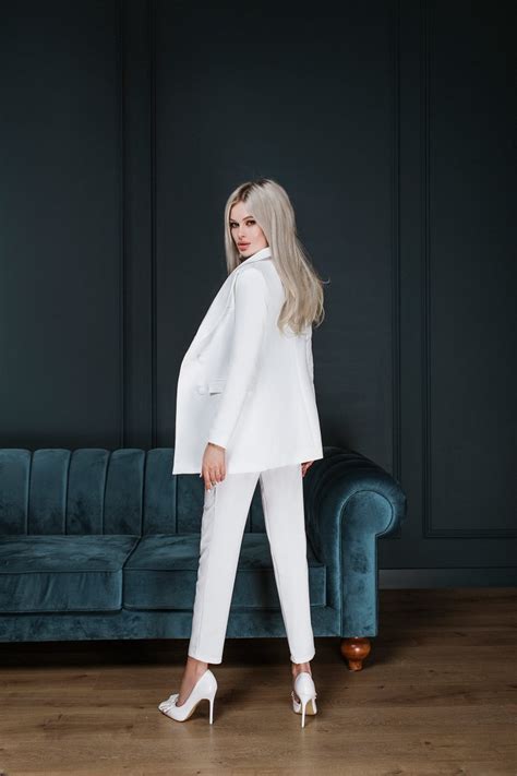 White Wedding Suit Prom Suittwo Piece Suitpants Suitwomen Etsy