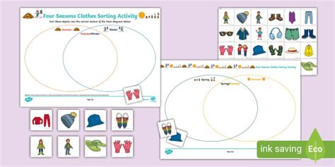Four Seasons Clothes Sorting Activity Teacher Made