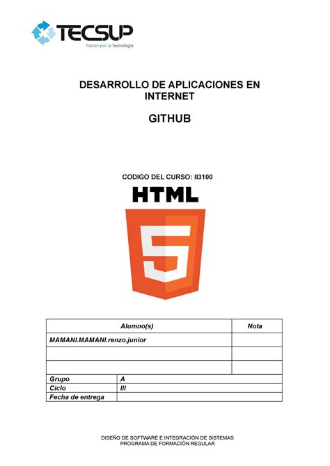 Laboratorio Github Fafwadawf Codigo Del Curso Ii Alumno S Nota Mamani Mamani Renzo Grupo