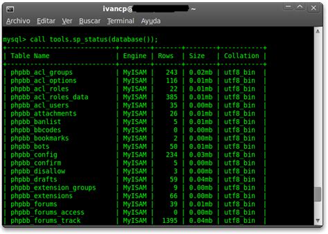 Mysql Show Table Status Mejorado Fatal Exception