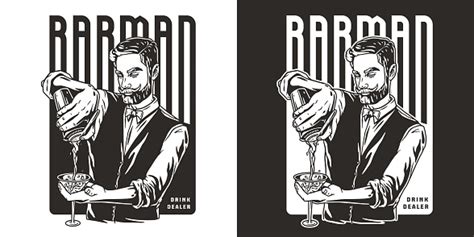 바텐딩용 셰이커가 있는 바텐더 칵테일 바를위한 수염과 콧수염을 가진 Barkeepr 또는 바텐더 25 29세에 대한 스톡 벡터 아트 및 기타 이미지 Istock