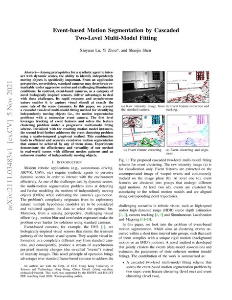 Event Based Motion Segmentation By Cascaded Two Level Multi Model Fitting Deepai