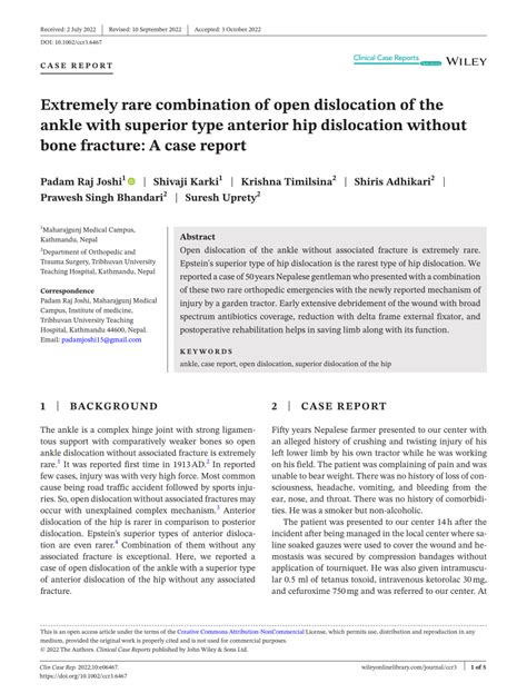 Pdf Extremely Rare Combination Of Open Dislocation Of The Ankle With Superior Type Anterior