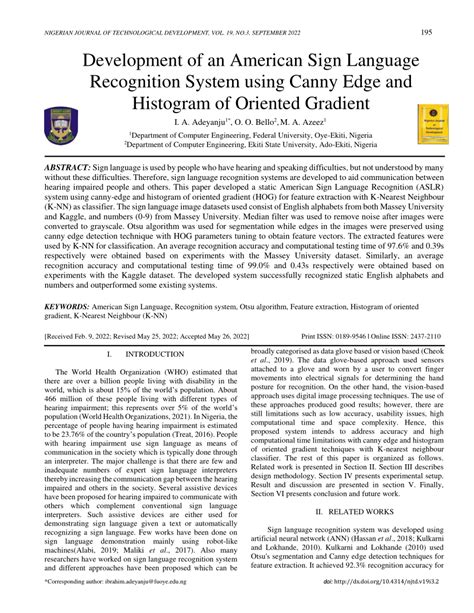 Pdf Development Of An American Sign Language Recognition System Using Canny Edge And Histogram