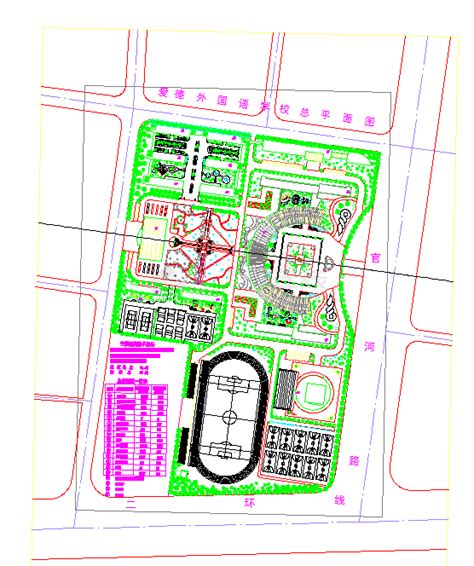 某地区高级学校总平面规划及景观设计图 教育建筑 土木在线