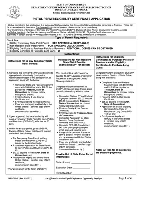 Fillable Form Dps 799 C Rev 05 22 13 Pistol Permit Eligibility
