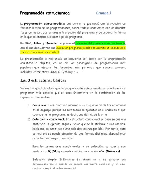 S1 Teorema De La Programación Estructurada Pdf Lenguaje De Programación Programación De