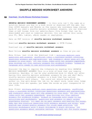 Snurfle Meiosis Worksheet Answers Complete With Ease Airslate Signnow