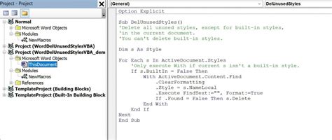 How To Delete Unused Styles Using Vba In Word Techrepublic