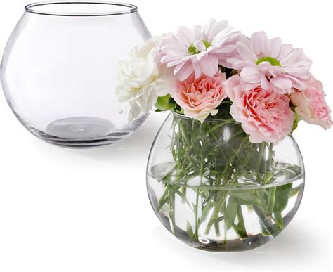 2 Pack Small Round Glass Bowl Vases47” W X 38” Hclear