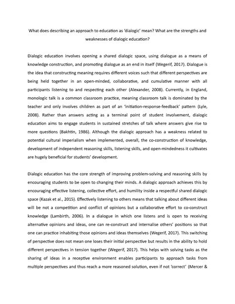 Dialogic Education What Does Describing An Approach To Education As ‘dialogic Mean What Are