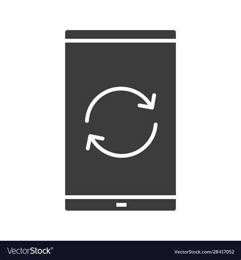 Smartphone Reload Button Glyph Icon Royalty Free Vector