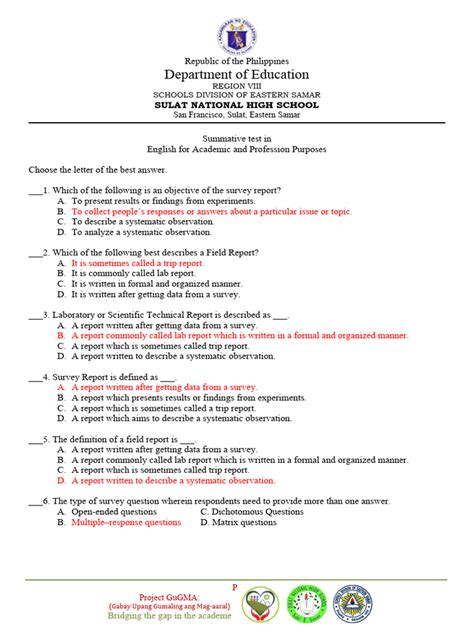 Summative Test In Eapp Pdf Science Cognitive Science