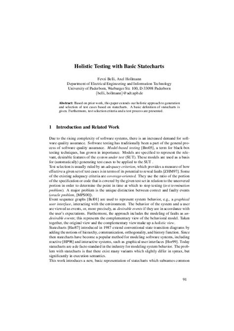 Pdf Holistic Testing With Basic Statecharts