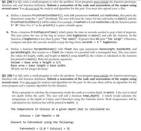 Solved Q1 20 ﻿for Q1 ﻿write A Small Program To Solve The