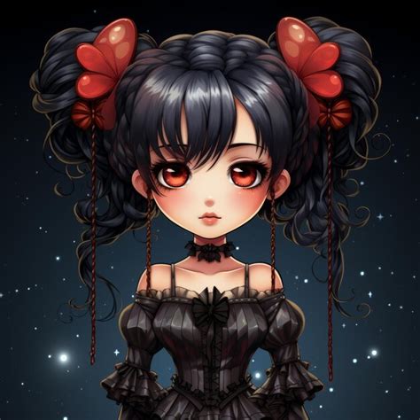 Premium Ai Image Anime Girl With Black Hair And Red Eyes