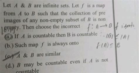 Let A B Are Infinite Sets Let F Is A Map From StudyX