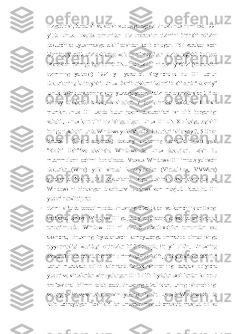 Mac Unix Linux Ios Va Android Va Operatsion Tizimlari Va Ularning