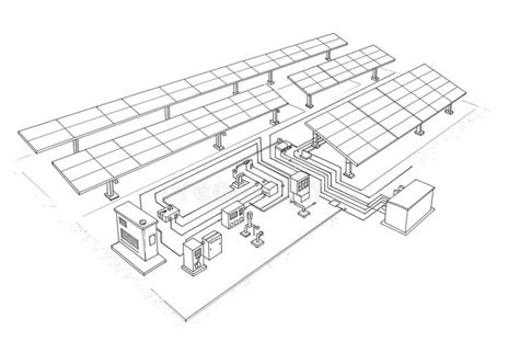 Illustration Depicting A Solar Power Plant System Features Include