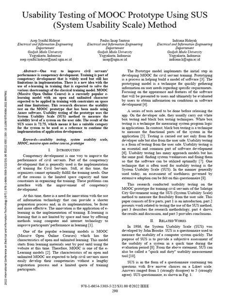 Usability Testing Of Mooc Prototype Using Sus System Usability Scale
