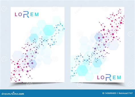 Scientific Brochure Design Template Vector Flyer Layout Molecular Structure With Connected