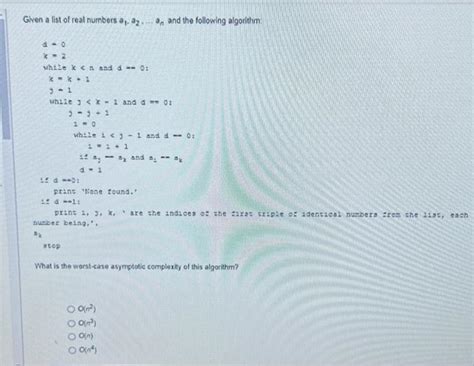 Solved Given A List Of Real Numbers A1 A23n And The
