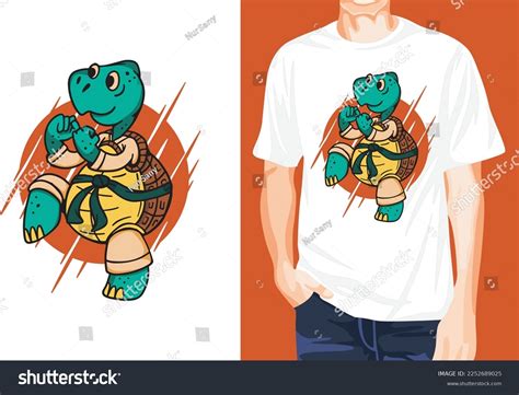 turtle karate cartoon tshirt design unique stock vector royalty free