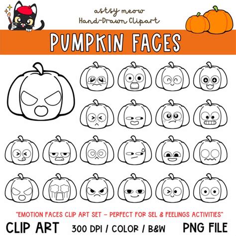 Pumpkin Faces Clip Art Sel And Feelings Activities Fall By Artsy Meow
