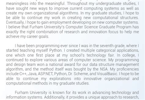 writing a statement of purpose computer science