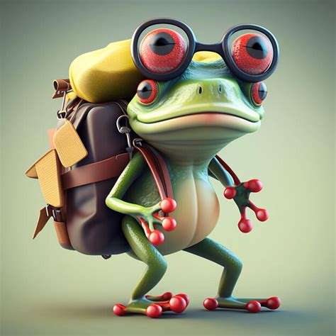 Premium Ai Image A Frog With A Backpack And Glasses Is Wearing A Backpack