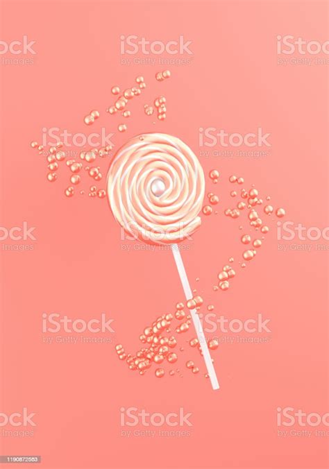 산호 파스텔 배경 3d 그림에 작은 맛있는 방울스틱에 롤리팝 0명에 대한 스톡 사진 및 기타 이미지 0명 3차원 형태 7월 Istock