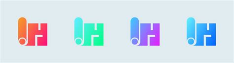 Blueprint Solid Icon In Gradient Colors Draft Signs Illustration